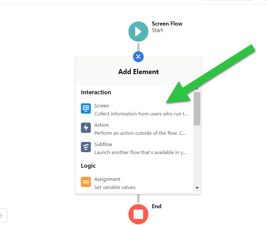 Salesforce Flow Add screen component